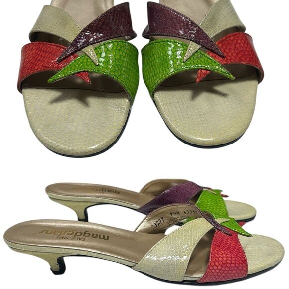 Vintage | Shoes | 8svintage Magdesians Leather Kitten Heel Sandals Slip ...
